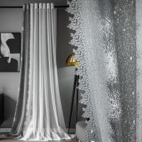 China New modern light luxury semi-shade grey gauze curtain living room balcony bedroom partition gauze curtain for sale