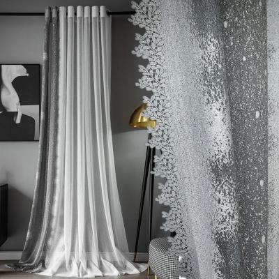 China New modern light luxury semi-shade grey gauze curtain living room balcony bedroom partition gauze curtain for sale