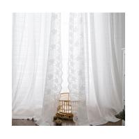 China Modern light luxury white embroidered window screen living room bedroom balcony bay window French princess lace gauze curtain for sale