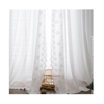 China Modern light luxury white embroidered window screen living room bedroom balcony bay window French princess lace gauze curtain for sale