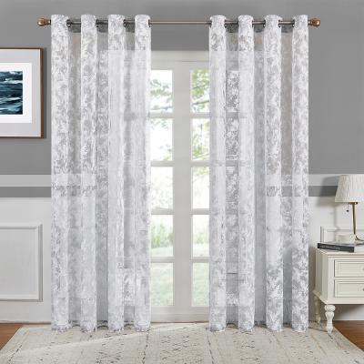 China Factory Solid Color Snowflake Warp Knitting Yarn Bedroom Window Living Room Sheer Curtain for sale