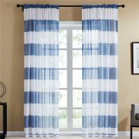 China Wholesale Ready Made Simple Modern Cross Stripe Light Soft Sheer Curtain for bedroom for sale