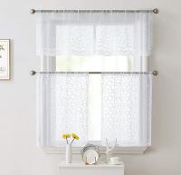 China Factory Ready Made circle irregular shape embroidered customized Yarn Short Kitchen curtain for sale