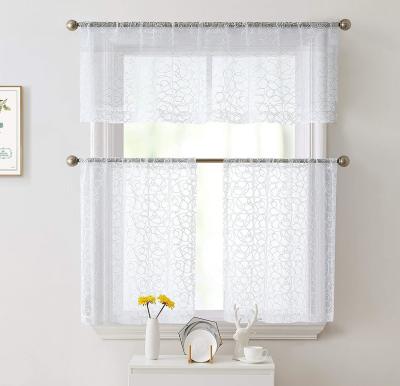 China Factory Ready Made circle irregular shape embroidered customized Yarn Short Kitchen curtain for sale
