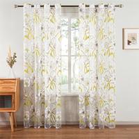 China Tropical Foliage Floral Gorgeous Color Beautiful Sheer Window Living Room Bedroom Tulle Sheer Curtain Fabric for sale