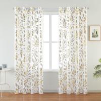China Hot selling Modern design European gold and silver stamping transparent star and leaf sheer curtain for sale
