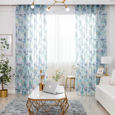 China Hot selling Hot Design Classic Environmental Style Tropical Plant Printed Sheer Curtain for Bedroom for sale