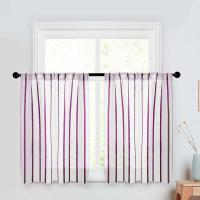 China Hot selling New Hot Sale Small Curtains Kitchen Curtain Set Vertical Striped Semi-Translucent Short Curtains for sale