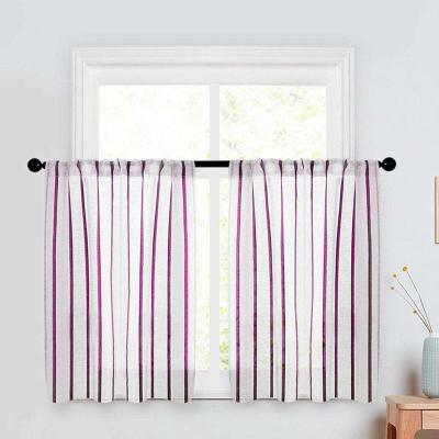 China Hot selling New Hot Sale Small Curtains Kitchen Curtain Set Vertical Striped Semi-Translucent Short Curtains for sale