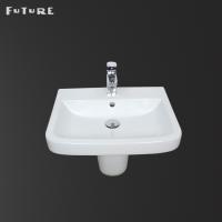 China Semi Pedestal Bathroom Sink 555*455*380mm Ceramic Pedestal Wash Basin for sale