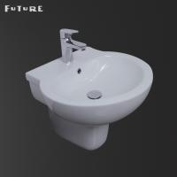 China 445mm High Bathroom Pedestal Basin Semi Pedestal Sink Anti Overflow  Design for sale