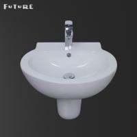 China 540mm Width One Piece Pedestal Sink Wall Hung Basin With Half Pedestal for sale