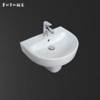 China Ceramic Pedestal Wash Basin 12 Inch Pedestal Sink Floor Mounted White for sale