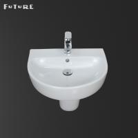China Ceramic Pedestal Wash Basin 12 Inch Pedestal Sink Floor Mounted White for sale