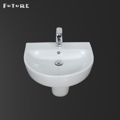 China Ceramic Pedestal Wash Basin 12 Inch Pedestal Sink Floor Mounted White for sale