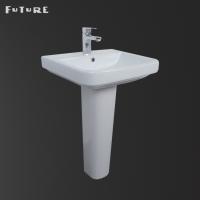 China Modern White Pedestal Wash Hand Basin 550mm One Hole Pedestal Sink for sale