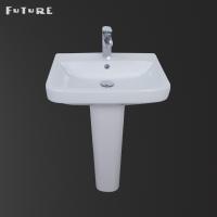 China Modern White Pedestal Wash Hand Basin 550mm One Hole Pedestal Sink for sale