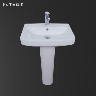 China Modern White Pedestal Wash Hand Basin 550mm One Hole Pedestal Sink for sale