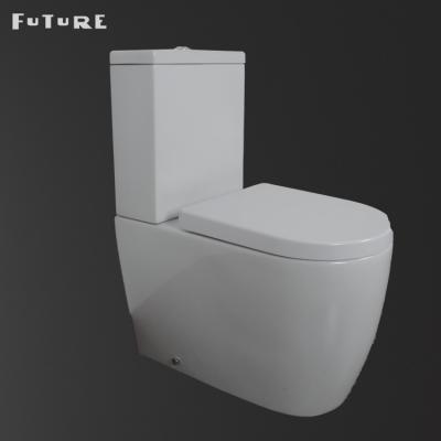 China 420mm Seat Close Coupled Bathroom Toilet Pan Rimless P Trap Water Closet for sale