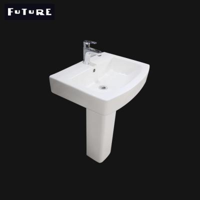 China Solid Surface Small Square Pedestal Sink  Single Tap 450mm Pedestal Basin for sale