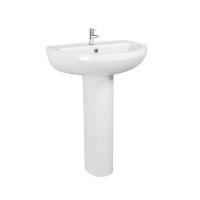 China Modern White Pedestal Wash Hand Basin 500mm One Hole for sale