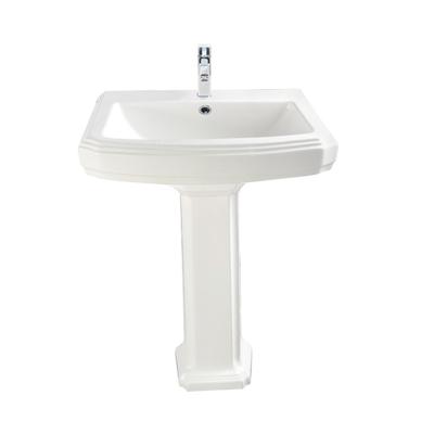 China Modern White Pedestal Wash Hand Basin 500mm One Hole for sale