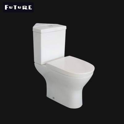 China Smooth Glazed S Trap Close Coupled Corner Toilet Elongated 378mm  2 Piece WC for sale