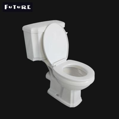 China 630*350*830mm Close Coupled Wc Toilet Double Piece Commode With Slowdown for sale