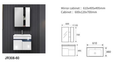 China Space Saving Bathroom Wash Basin Mirror Cabinet White Aging Resistance for sale