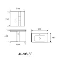 China 600mm Bathroom Vanity Cabinet With Mirror Ceramic Sink Vanity Scratch Resistant for sale
