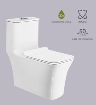 China Scratch Resistant Philippine  Rimless Siphonic One Piece Toilet Super Pipe Design 50mm for sale