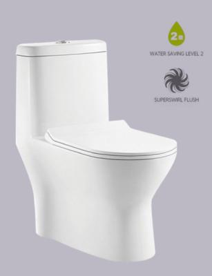 China Excess Eddy 1 Piece Toilet With Super Swirl Flush Water Saving Design for sale