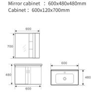 China CE Single Hole Bathroom Wash Basin Mirror Cabinet White Wear Resisting for sale