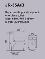 China ISO9001 Siphonic Flushing Toilet Single Piece Commode Super Swirling Style for sale