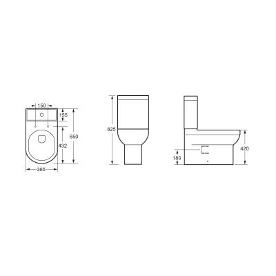 China Short Projection Close Coupled Toilet with Soft Close Seat Cover in White Color for sale