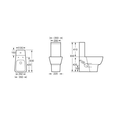 China Ceramic Close Coupled Bathroom Toilet with 3/6L Flush Volume and <50dB Noise Level for sale