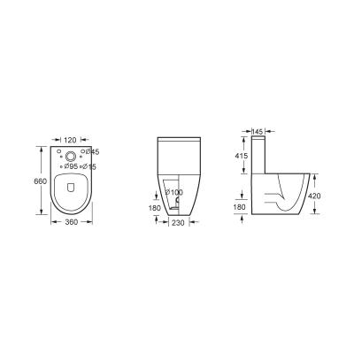 China Wall-mounted Close Coupled Bathroom Toilet with Standard Size, CE/RoHS/ISO9001 Certification for sale