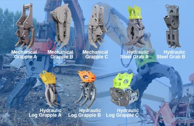 China High Strength Steel Hydraulic Rock Grab Excavator Robust Structure Yellow for sale