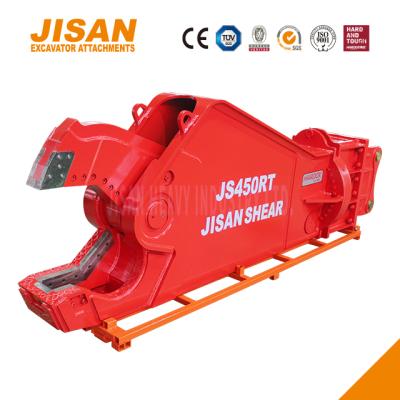 China New Product CE 25 Hydraulic Demolition Equipment Excavator Attachment Car Scrap Shear With Gear Rotating Demolition Shear for sale
