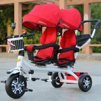 China Stylish Two Seat Baby Twin Tricycle Stroller Double Stroller Tricycle 30kg Max Load for sale