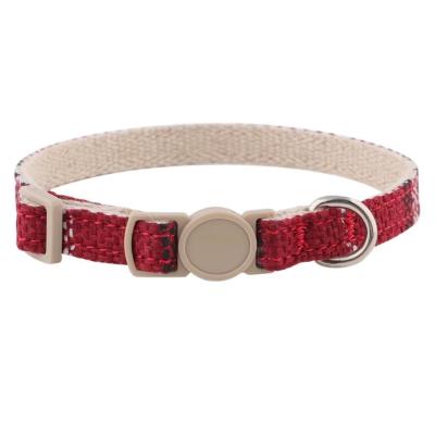 China Anti Allergic Cat Collar With Bell Cotton Linen Adjustable Safe Cute Pet Collar for sale