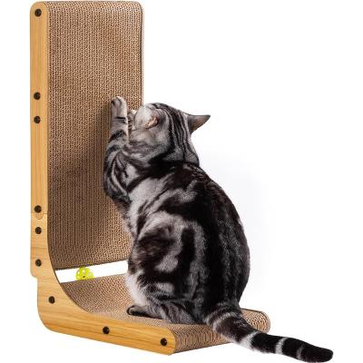 China Eco Friendly Cat Scratch Pad L Shape Durable Corrugated Cat Scratcher For Large Cats for sale