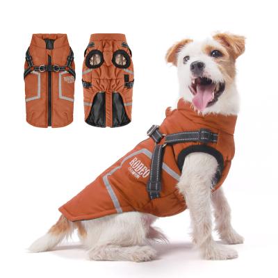 China Winter Cotton Padded Waterproof Pet Jacket Outdoor Thickened Pet Clothing With Traction for sale