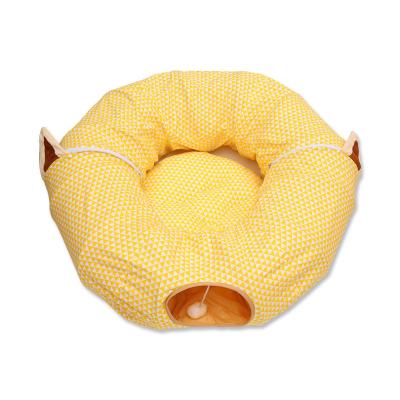 China Foldable 2 In 1 Donut Cat Tunnel Comfortable Versatile Design For All Seasons for sale