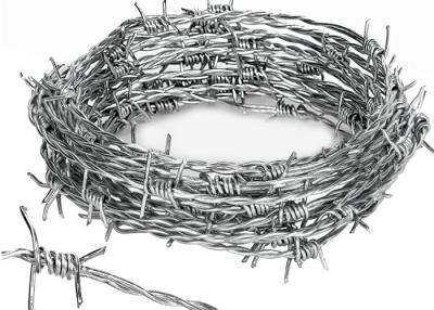 China Galvanized Steel Barbed Wire 2mm Diameter with 15mm Barbs for Boundary Wall Security Fencing for sale