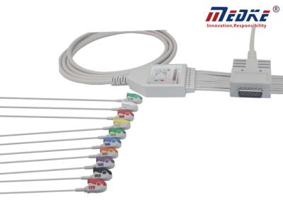 China Defibrilators Compatible Burdick Shielded DB15 EKG Machine Cable for sale
