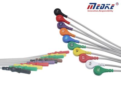 China 10 Leads Din 1.5 AHA Holter Recorder ECG Cable Leadwire 1m for sale