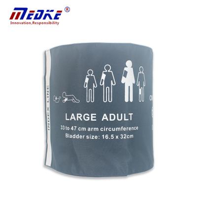 China Latex Free Reusable Adult Nylon NIBP Cuff 33-47cm Single Tube for sale