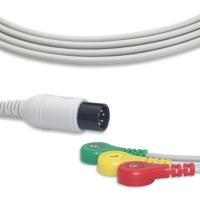 China 3 Lead IEC Fixed Snap ECG Patient Cable Compatible Straight Connector for sale