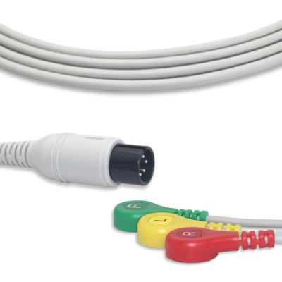 China 3 Lead IEC Fixed Snap ECG Patient Cable Compatible Straight Connector for sale